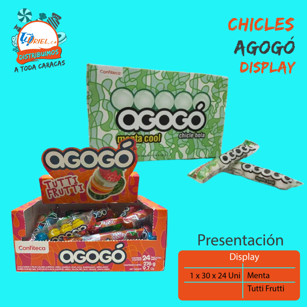 Chicles Agogo Display 276 gr - Distribuidora Uriel CA Confitería
