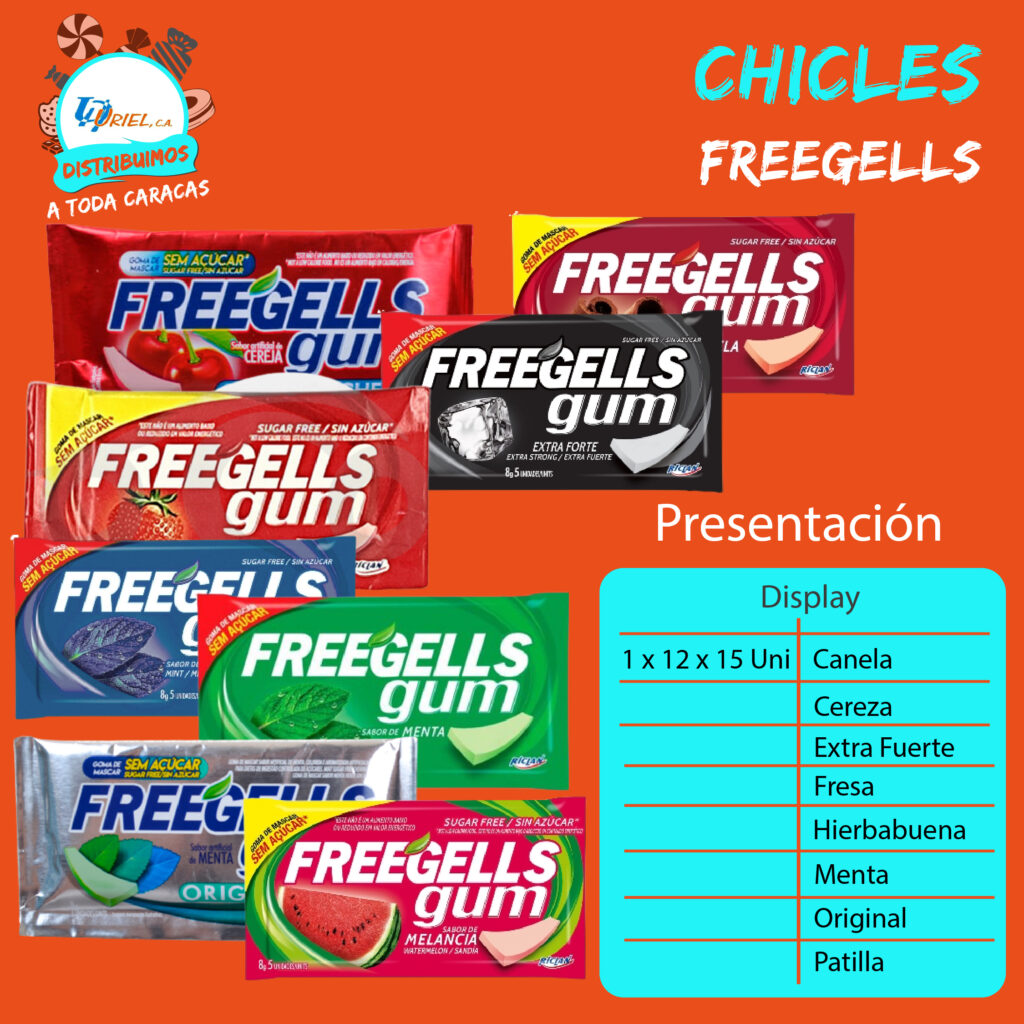 Chicles FreeGells Display - Distribuidora Uriel CA Confitería