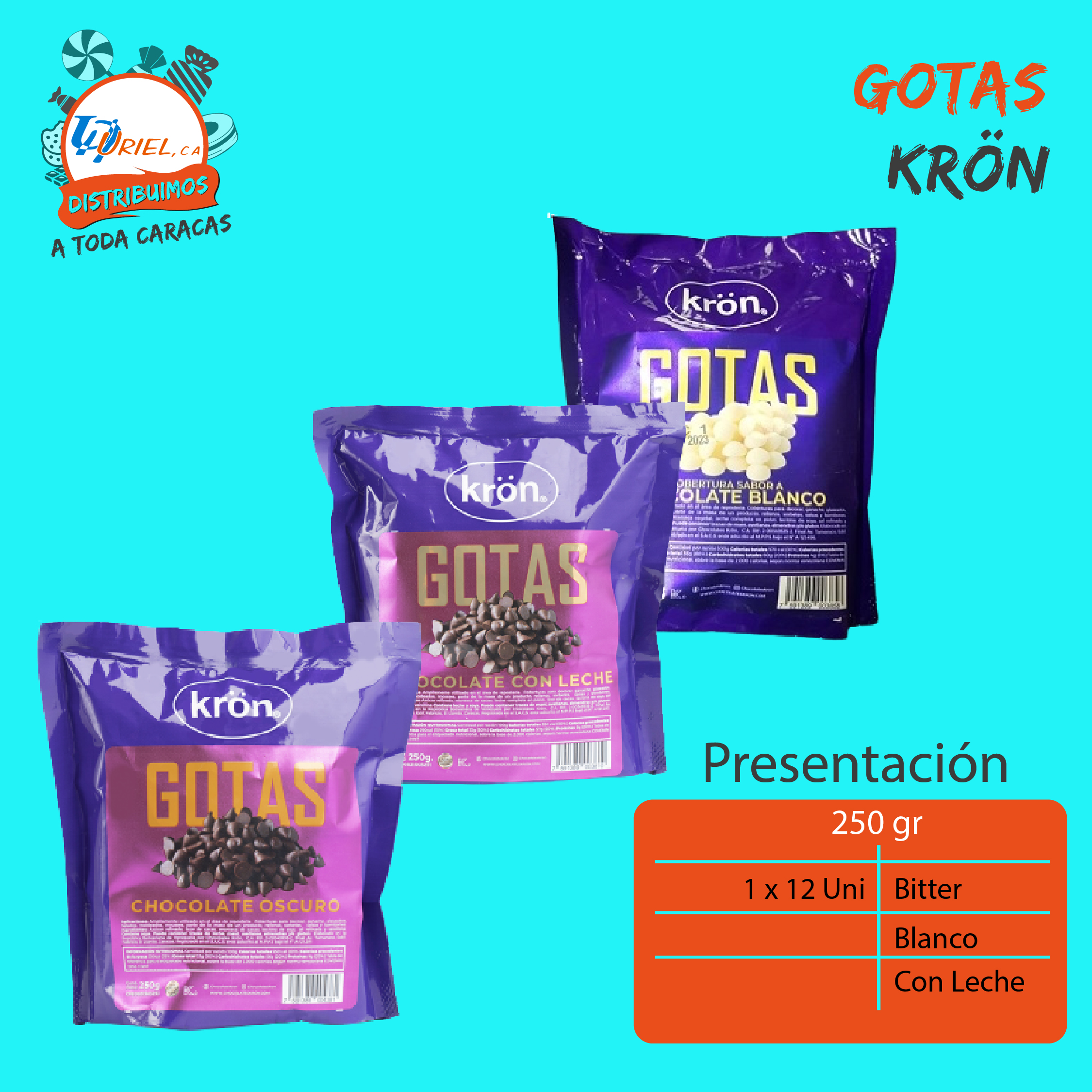 Gotas de Chocolate Krön 250gr - Distribuidora Uriel CA Confitería