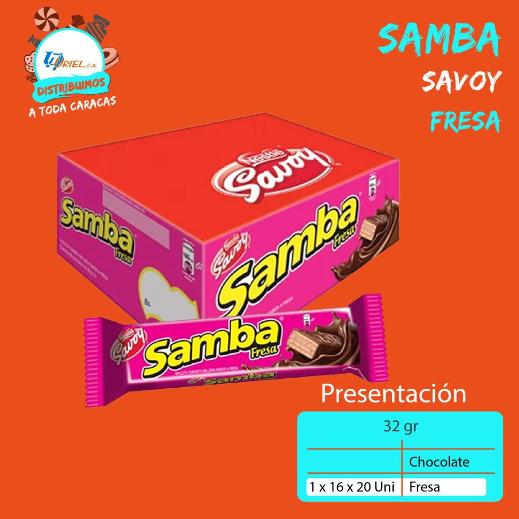Samba Wafer Rellenas y Cubiertas de Chocolate - Distribuidora Uriel CA