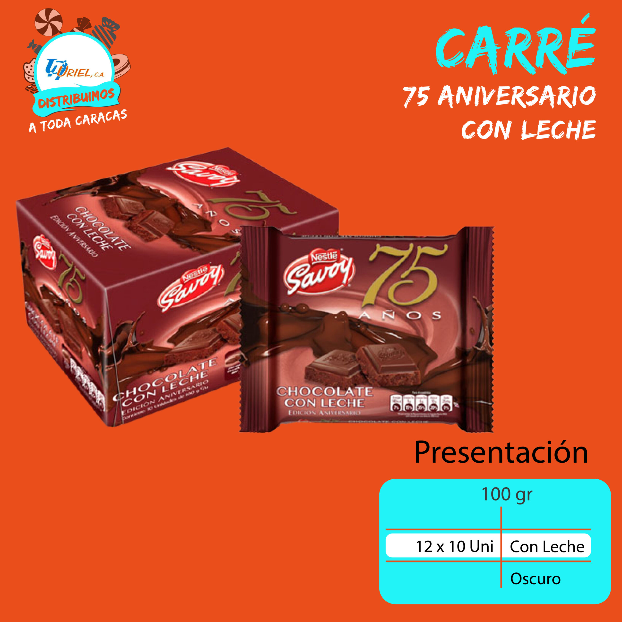 Carré Chocolate 75 Aniversarios Savoy - Distribuidora Uriel CA
