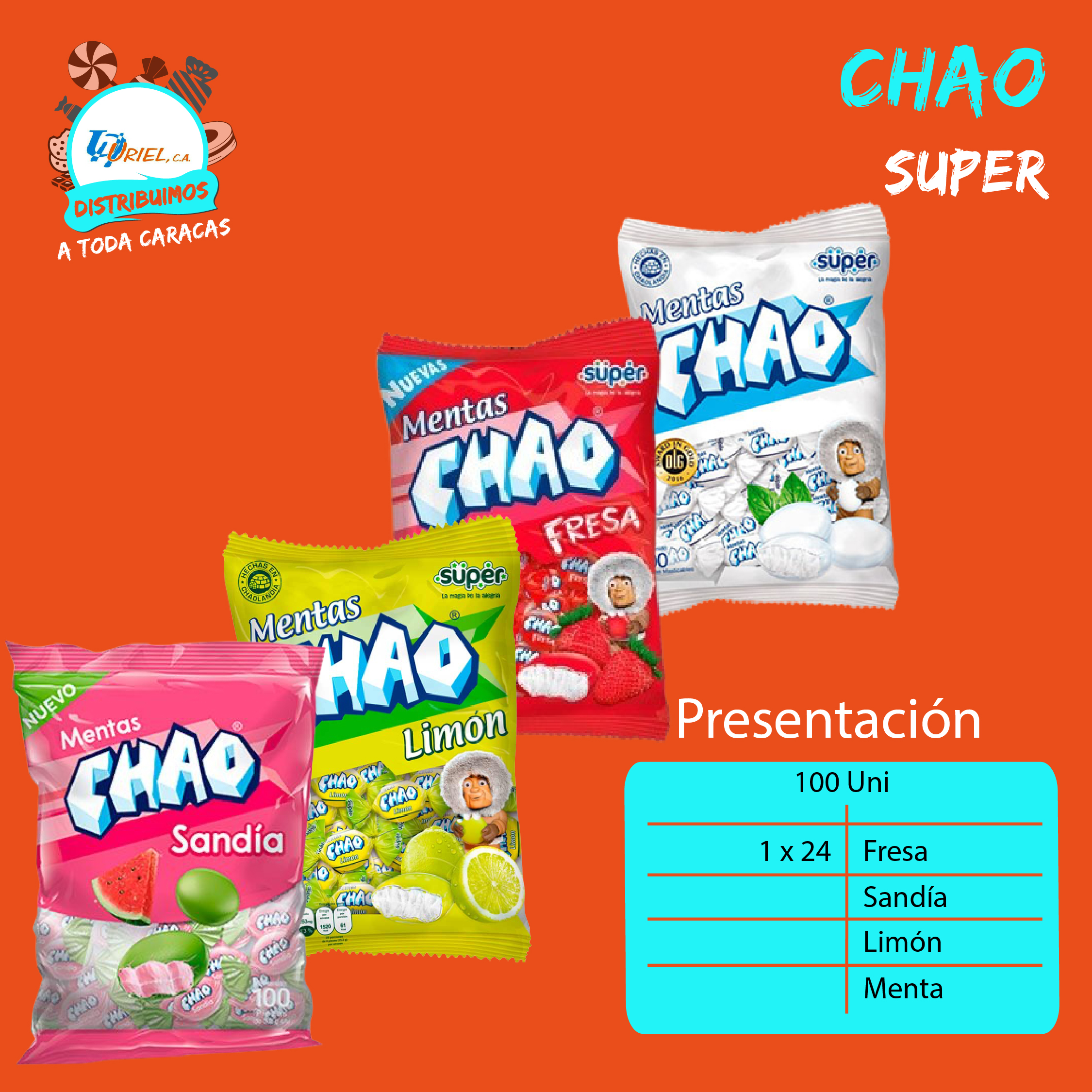 Caramelos Chao Super 100 U - Distribuidora Uriel CA Confitería