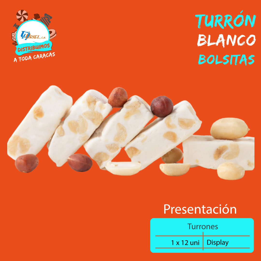 Turrón Blanco en Bolsitas 12 U - Distribuidora Uriel CA Confitería